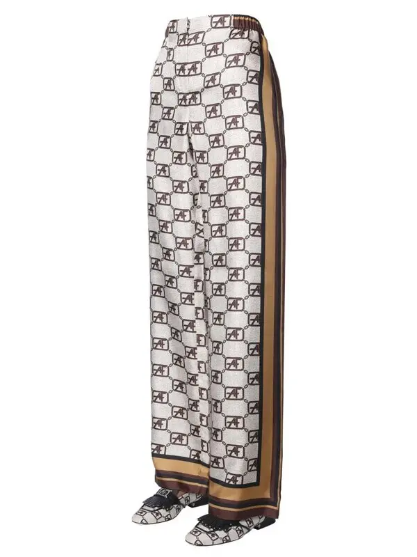 Alberta Ferretti Story Logo Pants - Cream
