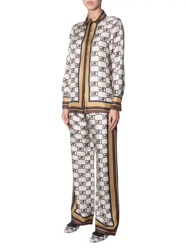 Alberta Ferretti Story Logo Pants - Cream