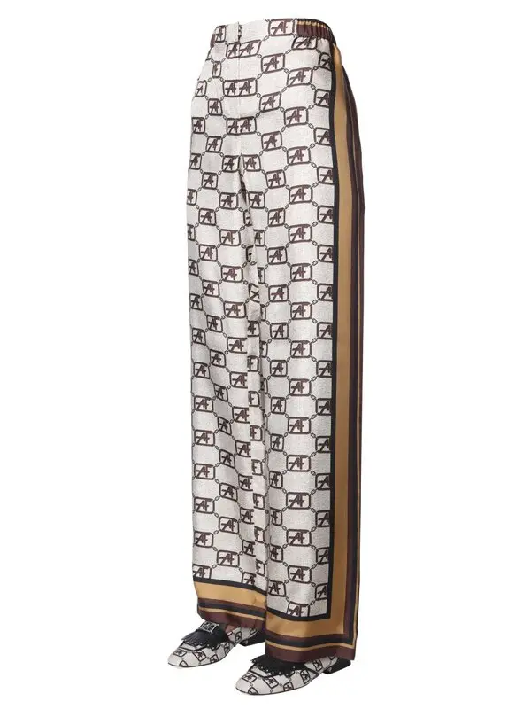 Alberta Ferretti Story Logo Pants - Cream
