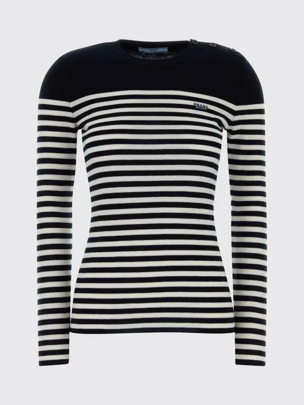 Prada Bicolor Striped Virgin Wool Sweater