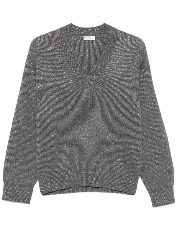 Brunello Cucinelli Cashmere V-neck Sweater - Gray