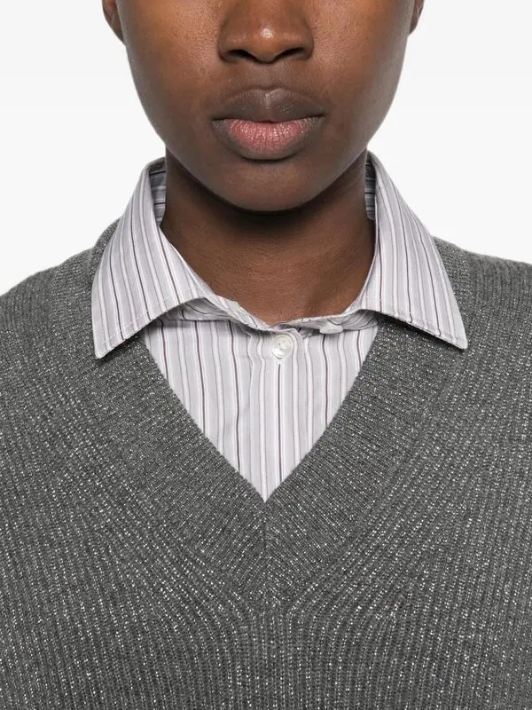 Brunello Cucinelli Cashmere V-neck Sweater - Gray