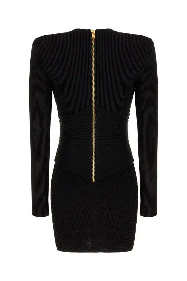 Balmain Long-sleeve Ribbed Dress