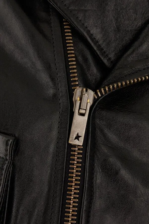 GOLDEN GOOSE Leather Moto Jacket - Multicolor