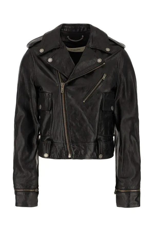 GOLDEN GOOSE Leather Moto Jacket - Multicolor