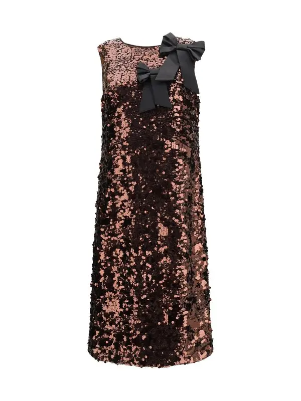 GANNI Midi Dress With Sequins - Brown