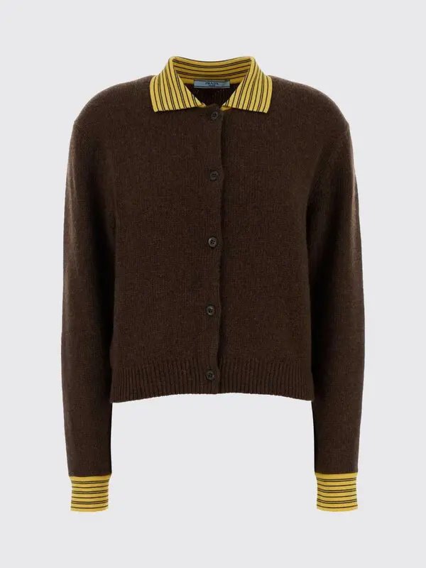Prada Cashmere Cardigan With Striped Trims
