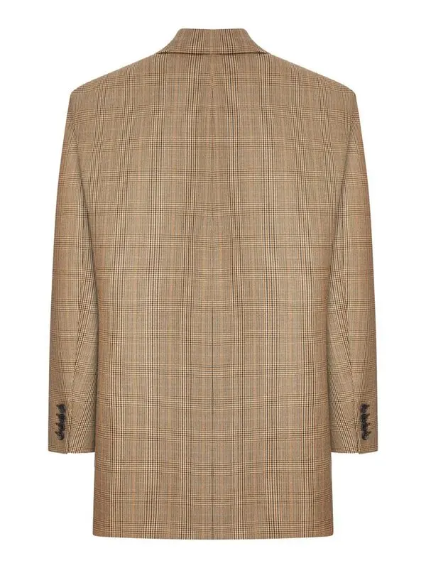 Saint Laurent Prince Of Wales Houndstooth Wool Jacket - Brown