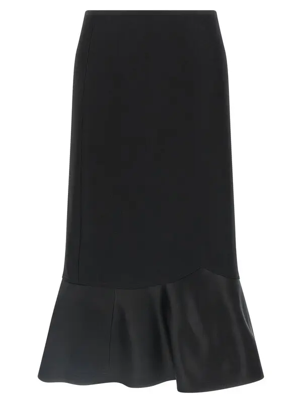 Fendi Wool Grain De Poudre Midi Skirt - Black