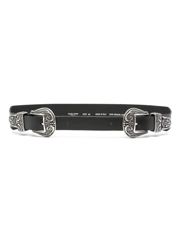 GOLDEN GOOSE Double Buckle Leather Belt - Multicolor