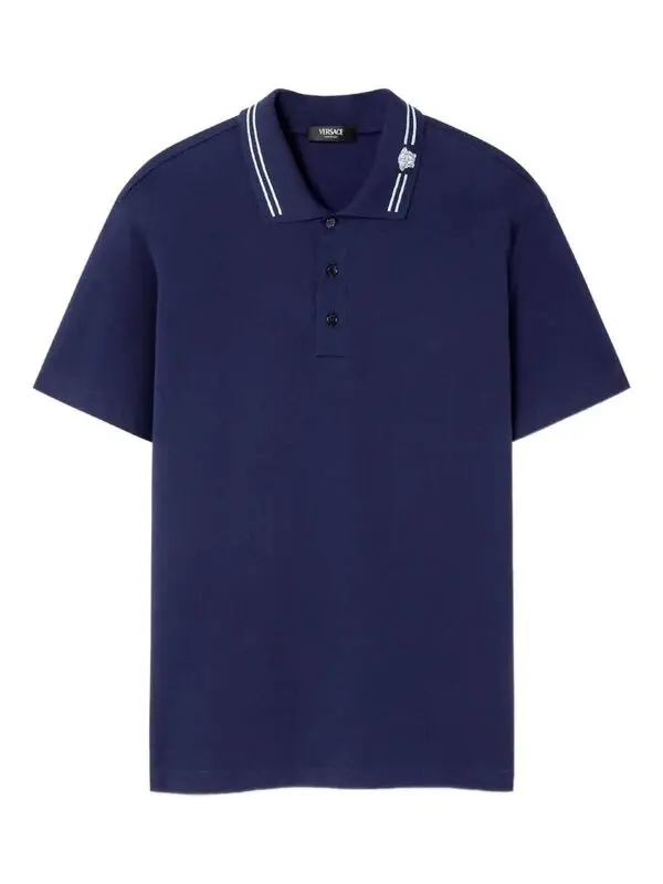 Versace Embroidered Cotton Polo Shirt
