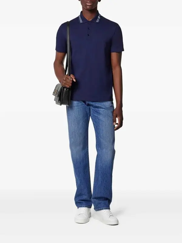 Versace Embroidered Cotton Polo Shirt