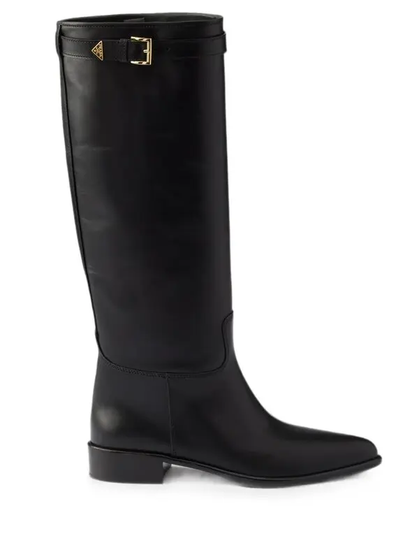 Prada Leather Stivali - Black