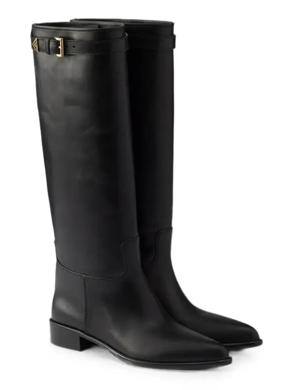 Prada Leather Stivali - Black