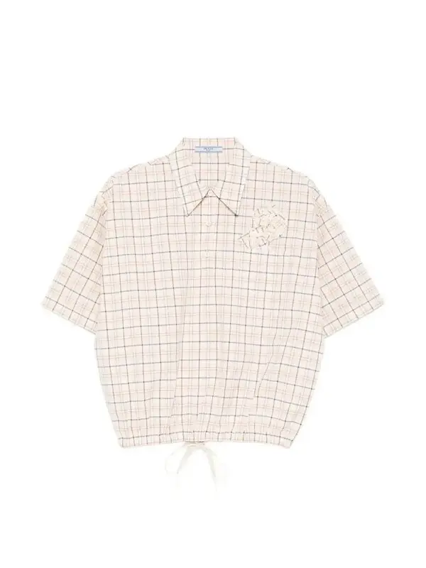 Prada Check Poplin Cropped Shirt - Multicolor