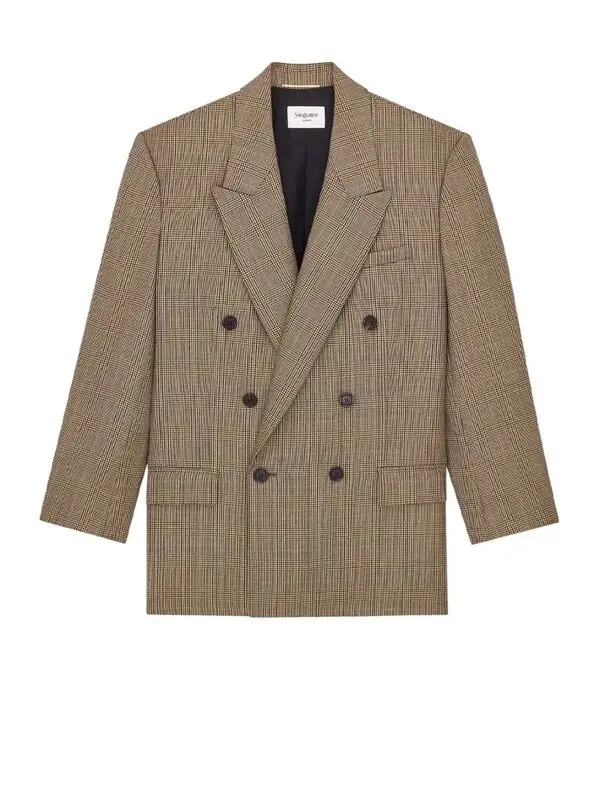 Saint Laurent Wool Checked Blazer - Multicolor