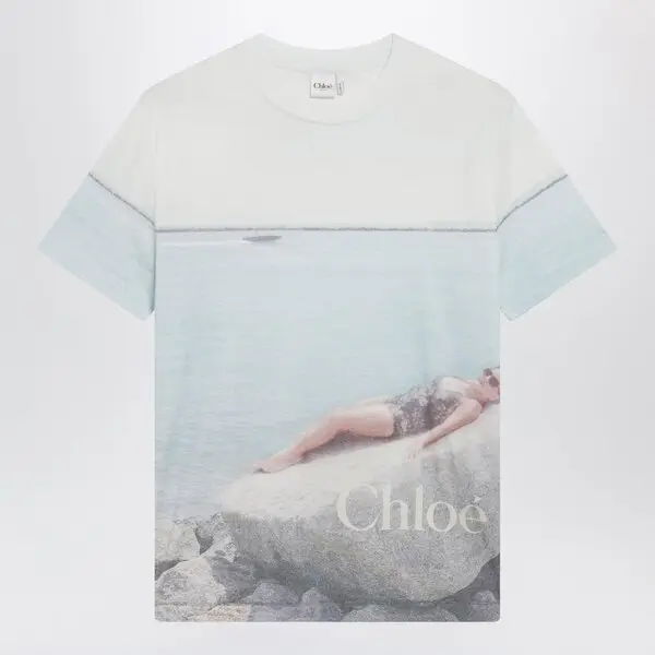 Chloé Crewneck Logo T-shirt In Cotton Jersey, Iconic Milk - Multicolor