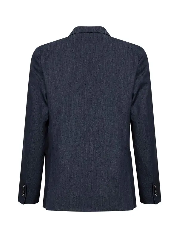 Tagliatore Blue Cotton Denim Montecarlo Double-breasted Blazer