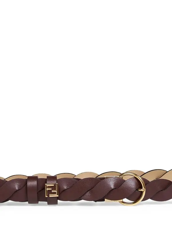 Fendi Woven Leather Reversible Ff Belt - Multicolor