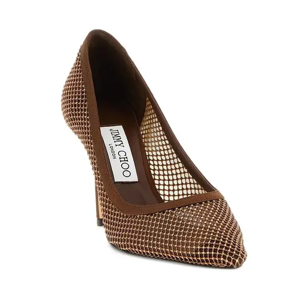 JIMMY CHOO Crystal Embellished Stiletto Pumps - Brown