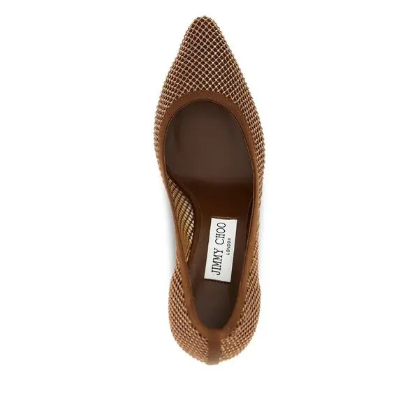 JIMMY CHOO Crystal Embellished Stiletto Pumps - Brown