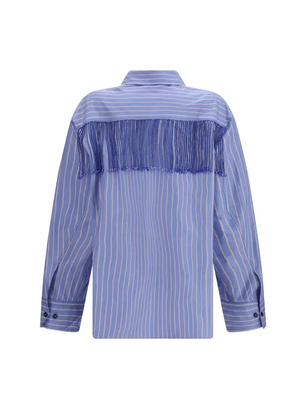 Andamane Miley Fringed Oversized Shirt - Blue