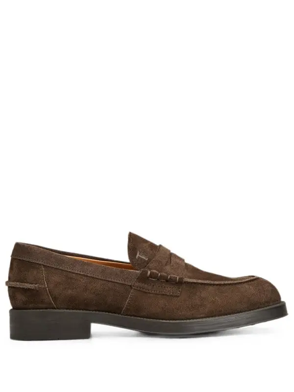 TOD'S Suede Penny Loafers - Brown