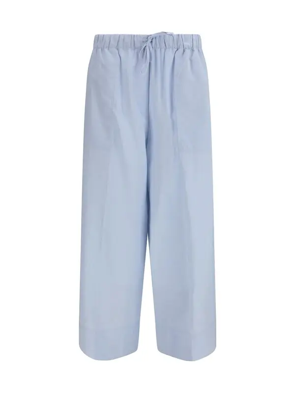 TOTEME Cotton And Linen Blend Palazzo Pants - Blue