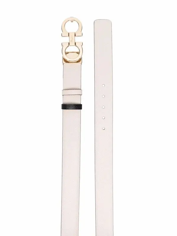 FERRAGAMO Hammered Leather Reversible Gancini Belt
