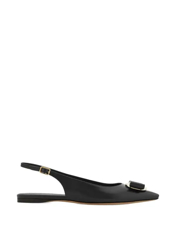 FERRAGAMO Zelmy Leather Flat Slingback - Black