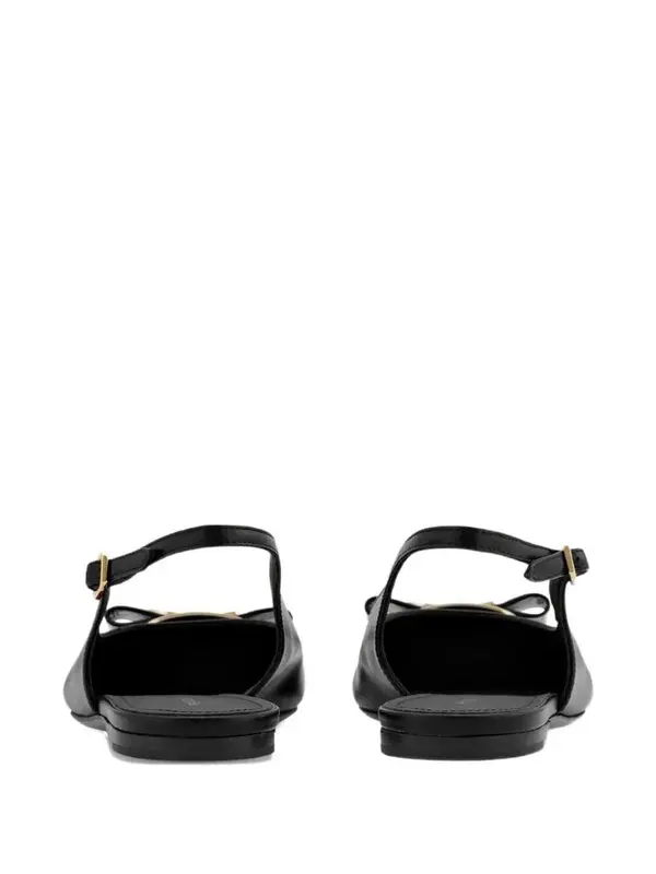 FERRAGAMO Zelmy Calf Leather Flat Slingback Shoes - Black