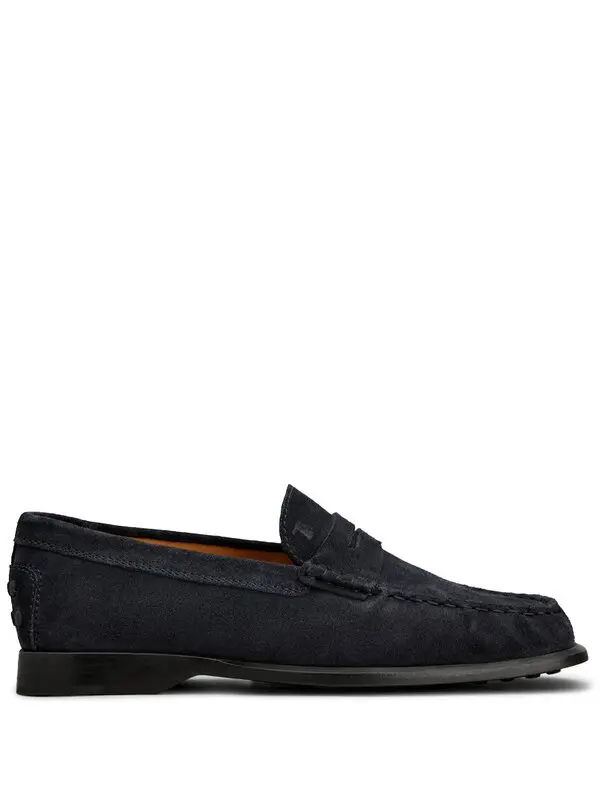 TOD'S Suede Gathered Loafers - Blue