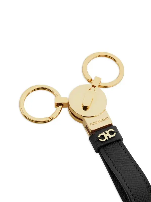 FERRAGAMO Micro Gancio Hammered Leather Key Holder