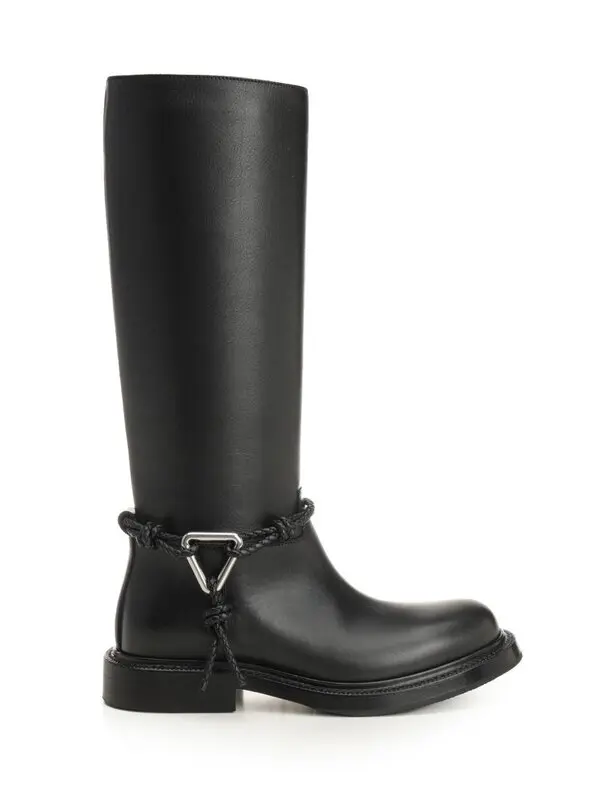 Bottega Veneta Leather Over-the-knee Boots With Metal Detail - Black