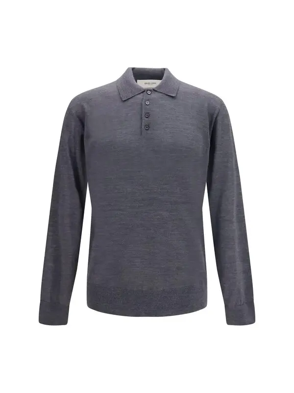 GOLDEN GOOSE Virgin Wool Polo Shirt - Gray