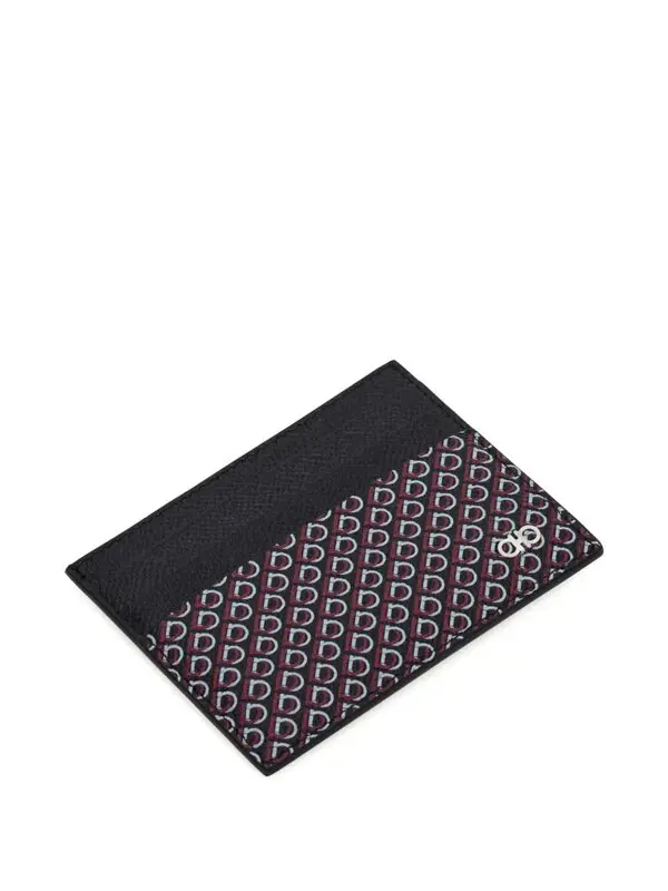 FERRAGAMO Micro Gancio-print Hammered Leather Card Holder