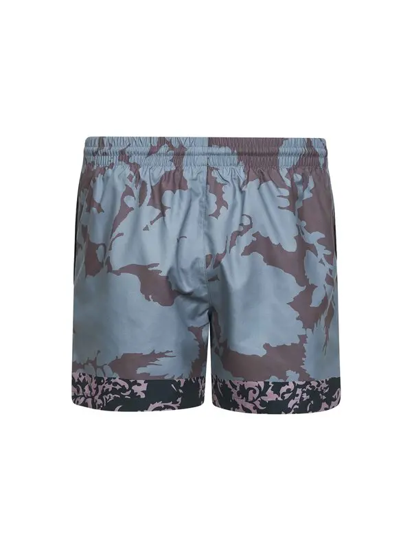 Dries Van Noten Petrol Printed Nylon Swim Shorts