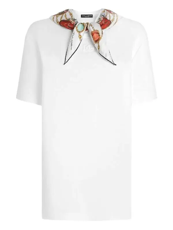 Dolce & Gabbana T-shirt With Scarf Detail And Logo - White