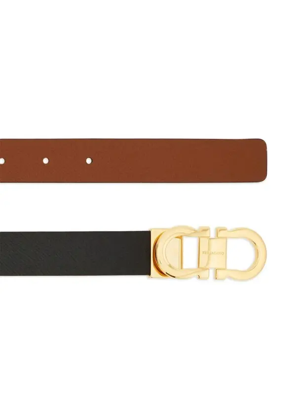 FERRAGAMO Gancini Hammered Leather Reversible Belt