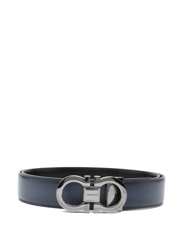 FERRAGAMO Gancini Leather Belt - Gray