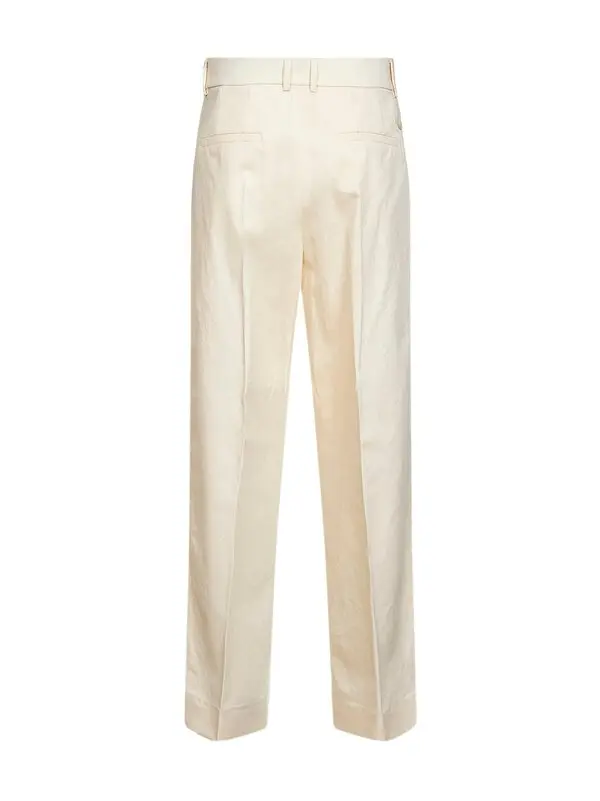 Moncler Natural Cotton Gabardine Wide-leg Tailored Trousers - Multicolor