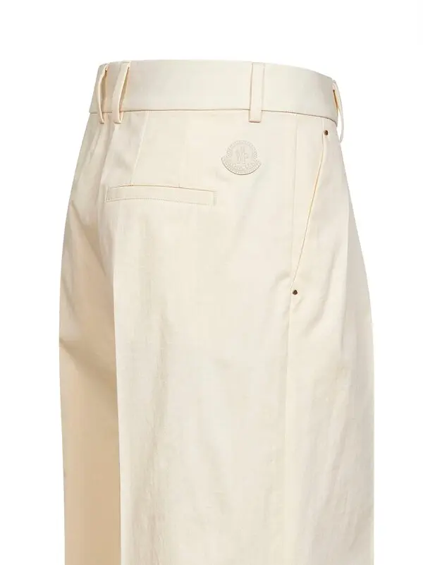 Moncler Natural Cotton Gabardine Wide-leg Tailored Trousers - Multicolor