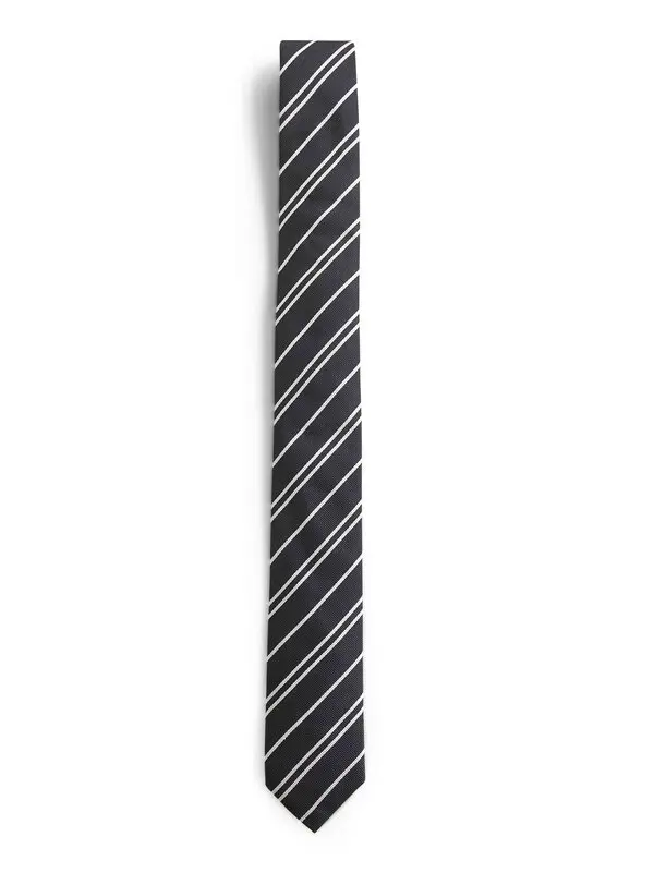 Dolce & Gabbana Black Striped Jacquard Silk Martini Tie