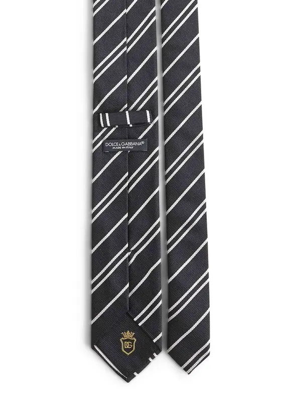 Dolce & Gabbana Black Striped Jacquard Silk Martini Tie