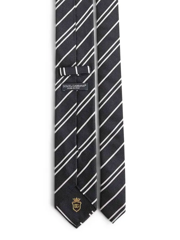 Dolce & Gabbana Black Striped Jacquard Silk Martini Tie - Multicolor