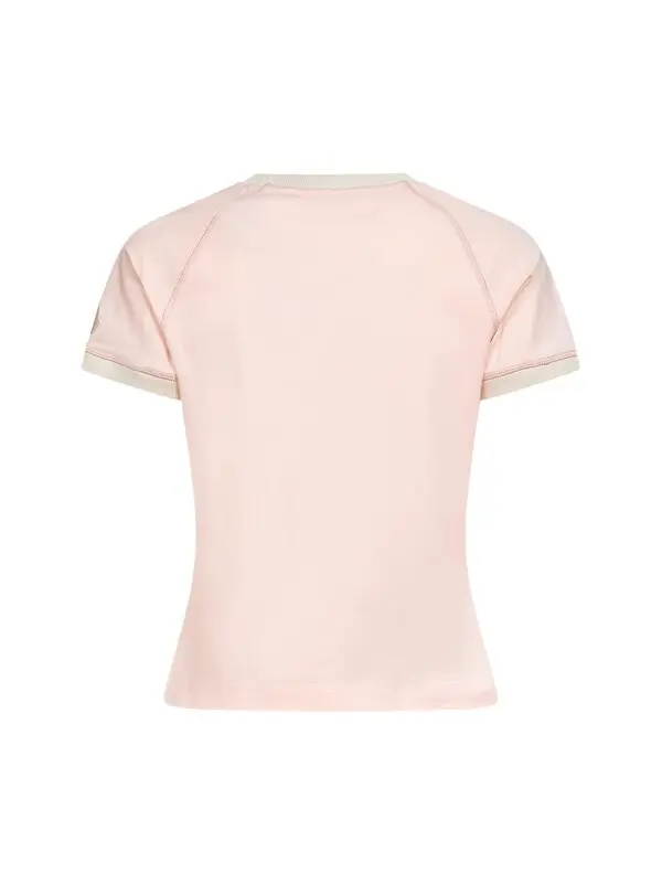 Moncler Light Pink Stretch Jersey Logo And Heart T-shirt - Multicolor