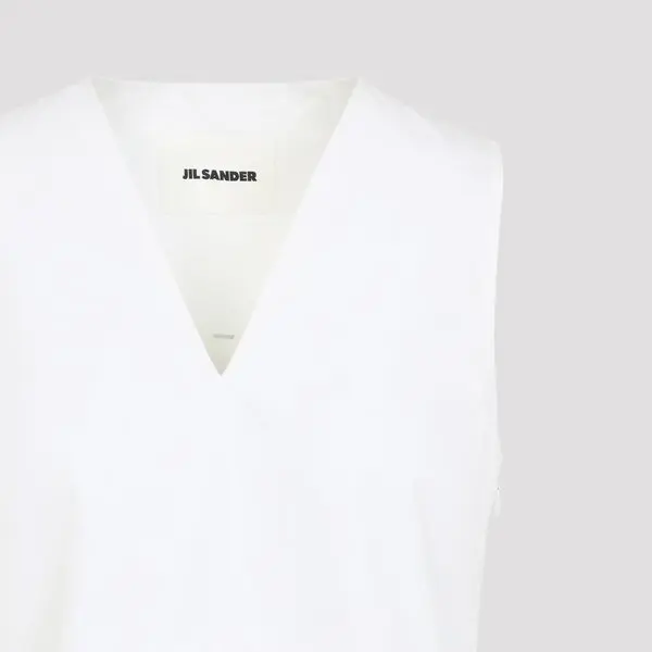 JIL SANDER Sleeveless A-line Pleated Top - White