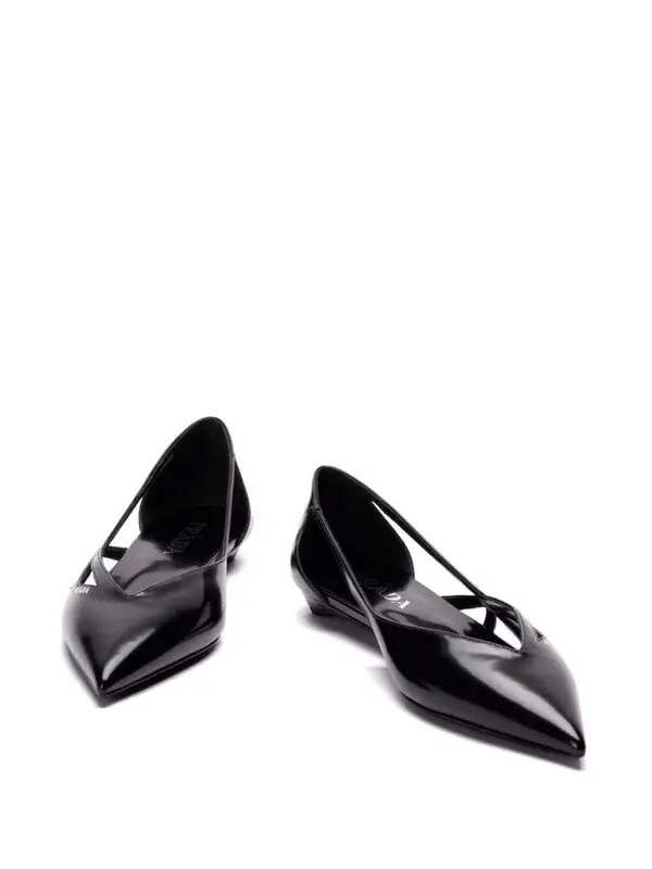 Prada Brushed Leather Ballerinas