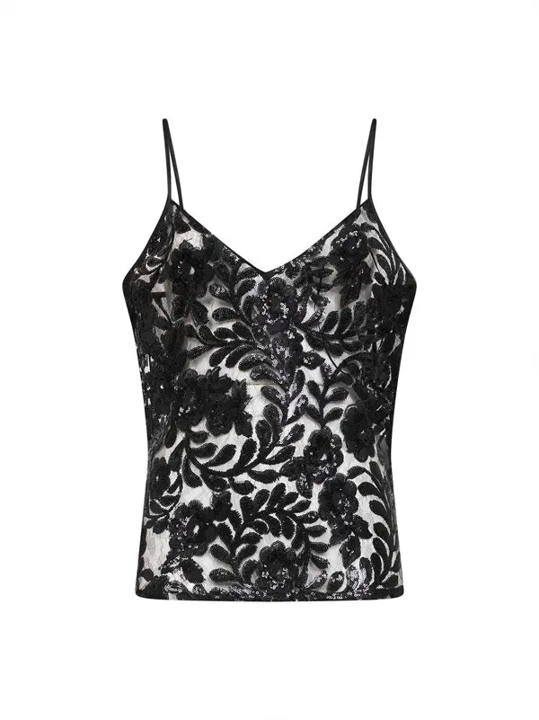 GOLDEN GOOSE Sequined Tulle Journey Top - Multicolor
