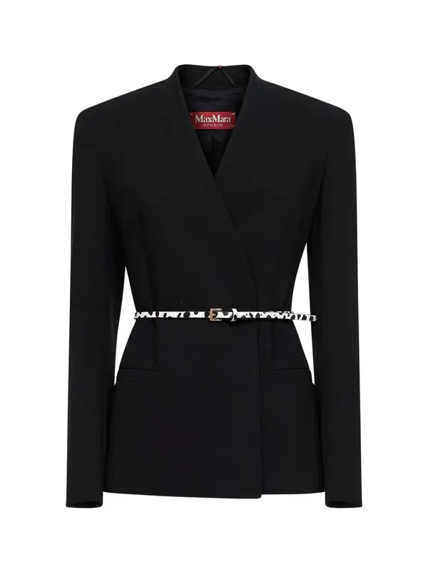 Max Mara Black Cady Mstquinoa Belted Jacket